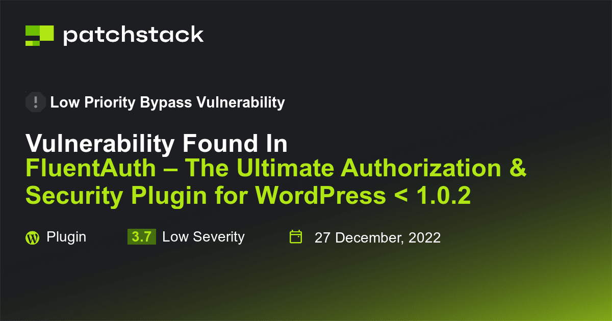 Wordpress FluentAuth plugin